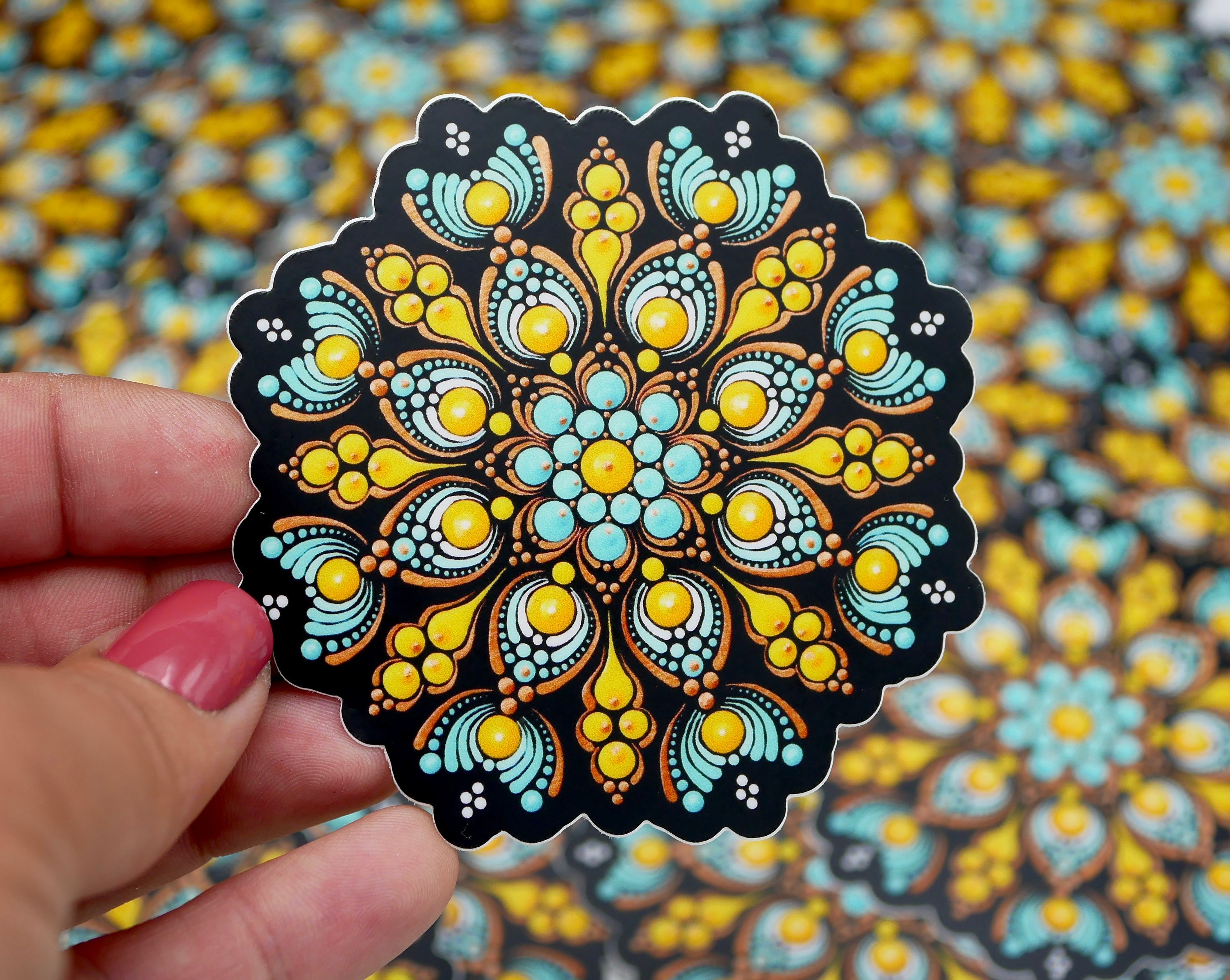Vinyl Sticker Mandala Weatherproof, Sticker Dot Painting, Water Bottle ...