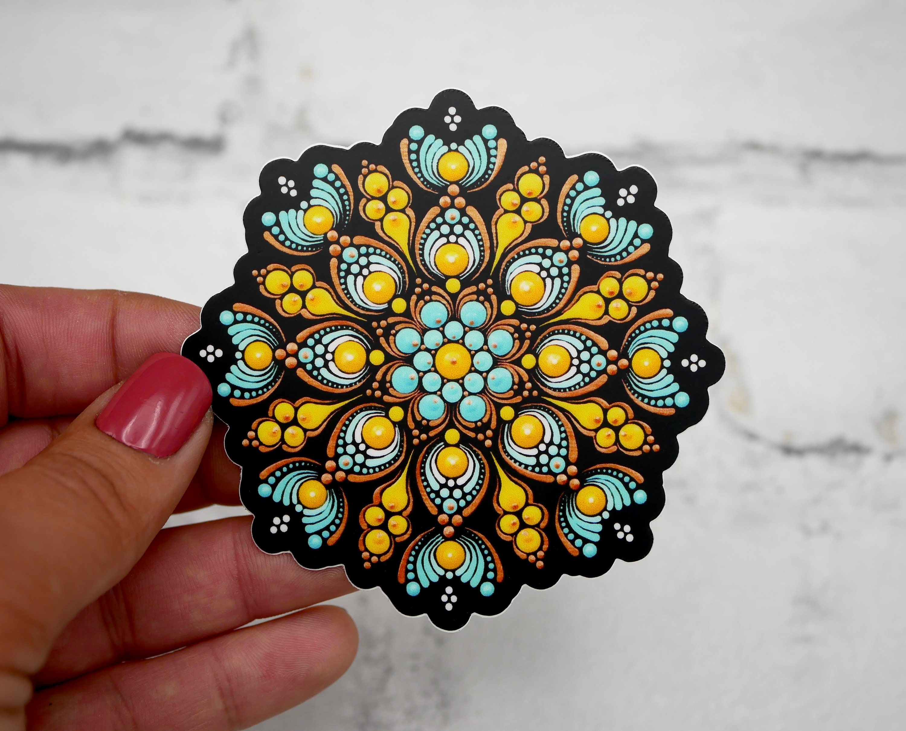 Vinyl Sticker Mandala Weatherproof, Sticker Dot Painting, Water Bottle ...