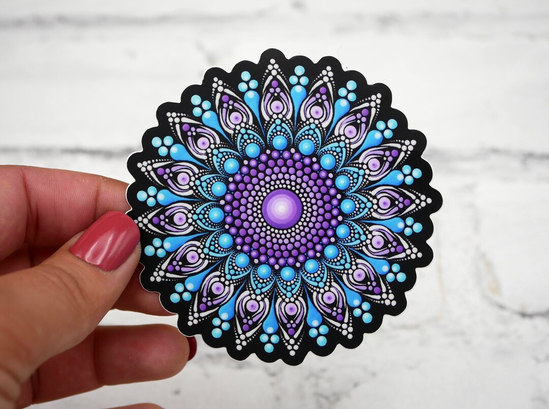 Vinyl Sticker Mandala Weatherproof, Sticker Dot Painting, Water Bottle ...