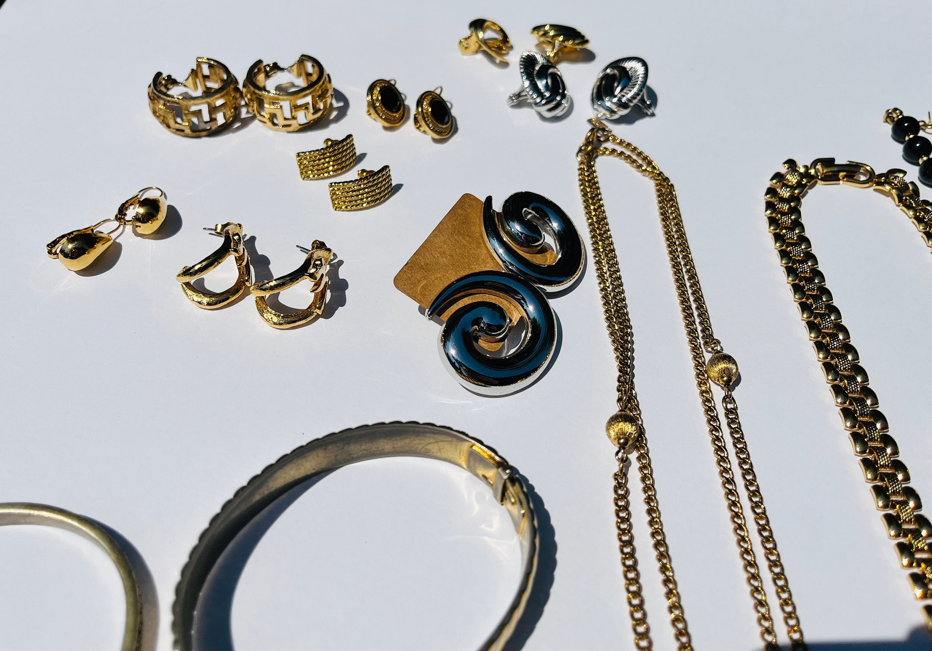 Vintage Monet Jewelry Lot- Necklaces, Bracelets, Earrings Gold and ...