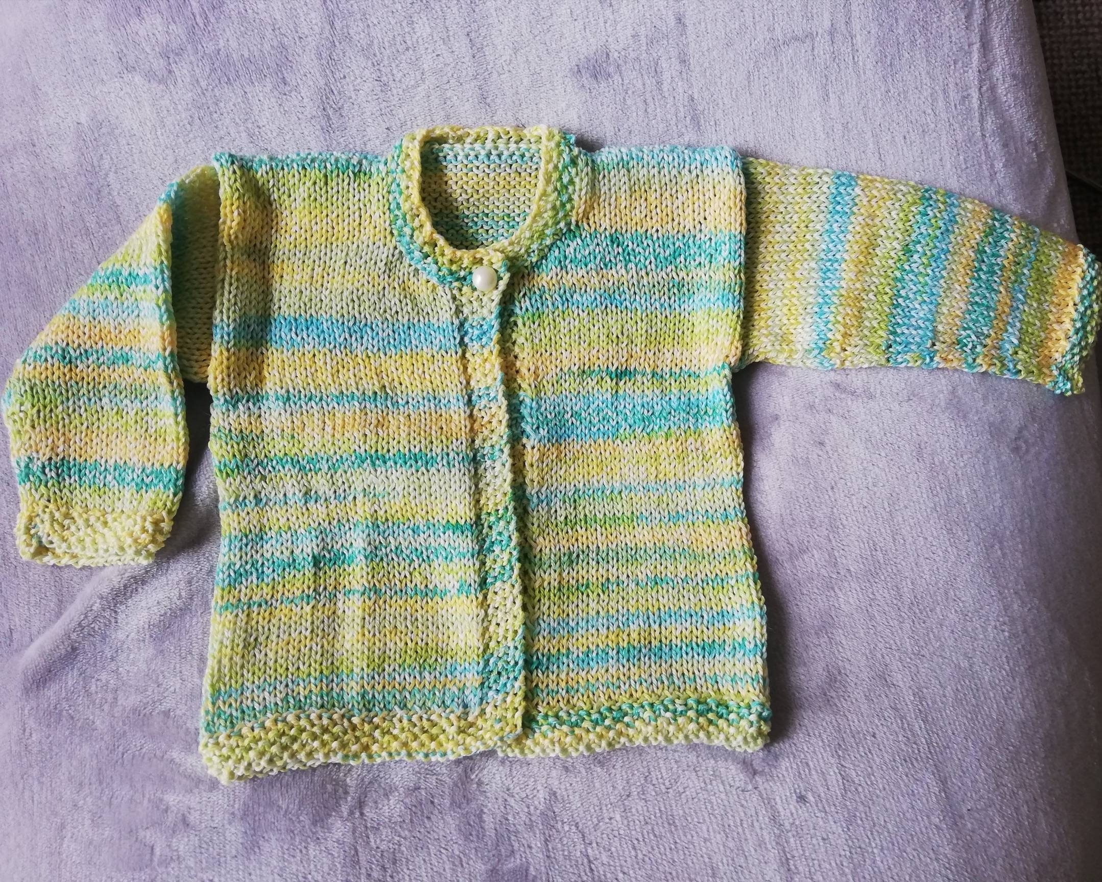 Cotton Baby Cardigan in Yellow and Green. - Etsy UK