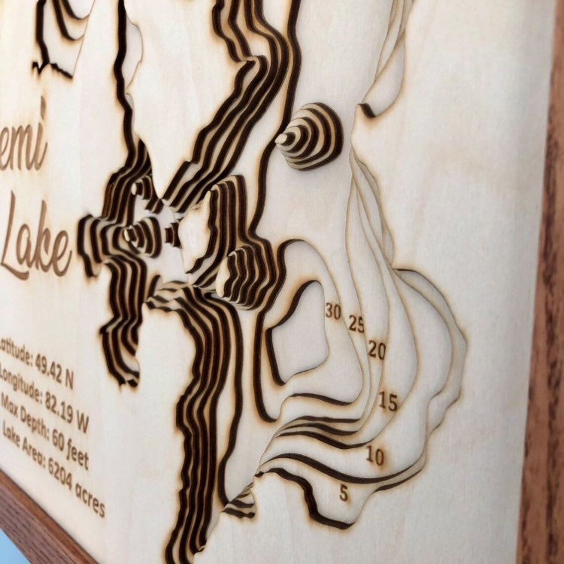 Remi Lake Wooden 3D Bathymetric Lake Map Moonbeam Ontario - Etsy