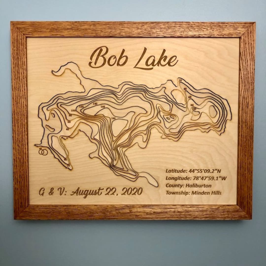 Bob Lake Wooden 3D Lake Map Minden Hills Haliburton - Etsy Canada
