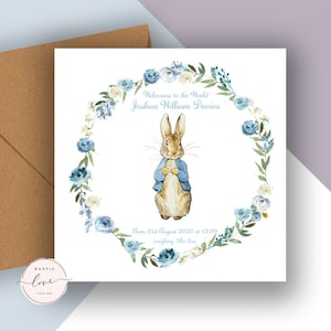 Personalised Peter Rabbit New Baby Card, New Baby, Baby Boy ...