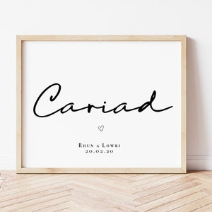 Welsh Cariad Print, Wedding Gift, New Home Gift, Wedding Print and ...
