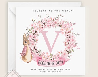 Personalised Peter Rabbit New Baby Card, New Baby, Personalised Card ...