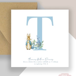 Personalised Peter Rabbit New Baby Card, New Baby, Baby Boy ...