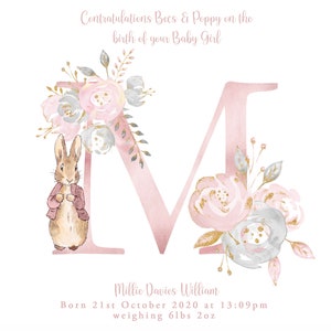 Personalised Peter Rabbit New Baby Card, New Baby, Personalised Card ...