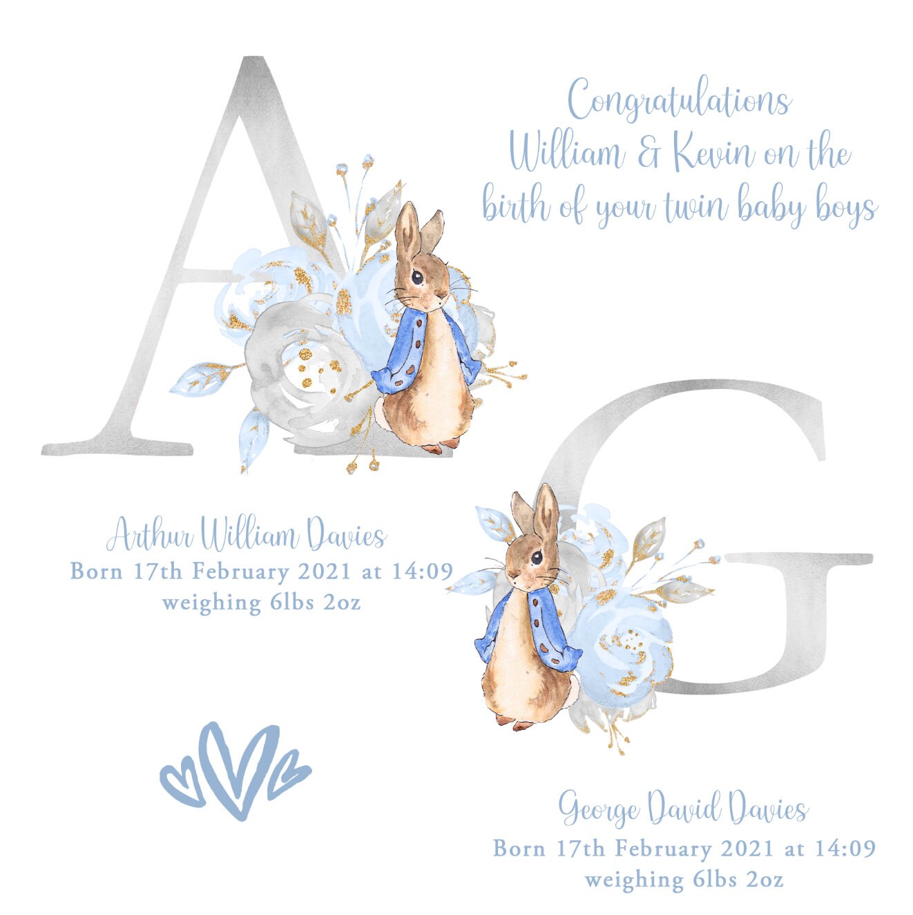 Personalised Peter Rabbit New Baby Card New Baby - Etsy UK