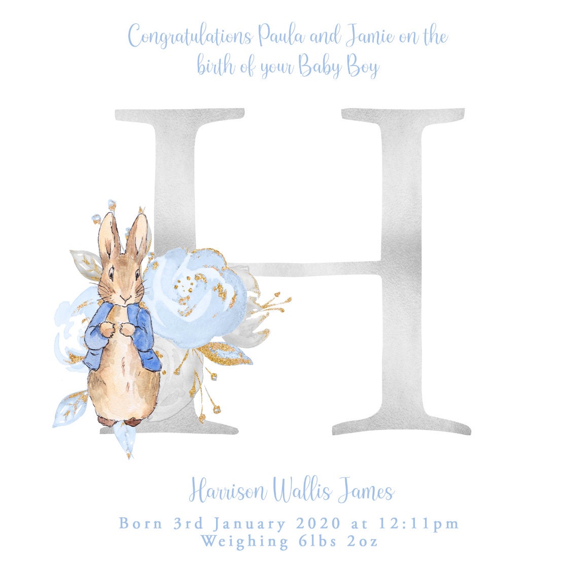 Personalised Peter Rabbit New Baby Card New Baby - Etsy UK