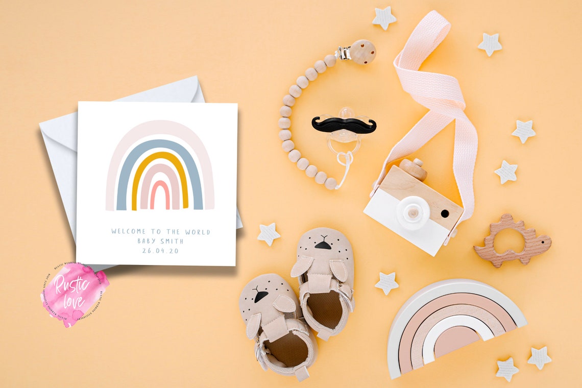 Personalised Rainbow New Baby Card New Baby Baby Greeting - Etsy UK