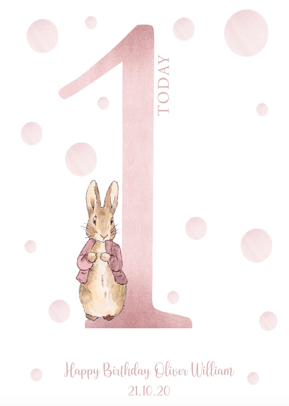 Personalised Peter Rabbit Birthday Card Pink Birthday Card - Etsy UK