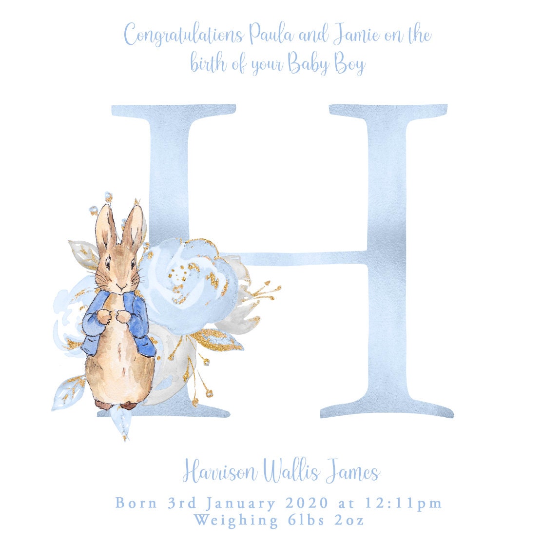 Personalised Peter Rabbit New Baby Card New Baby - Etsy UK