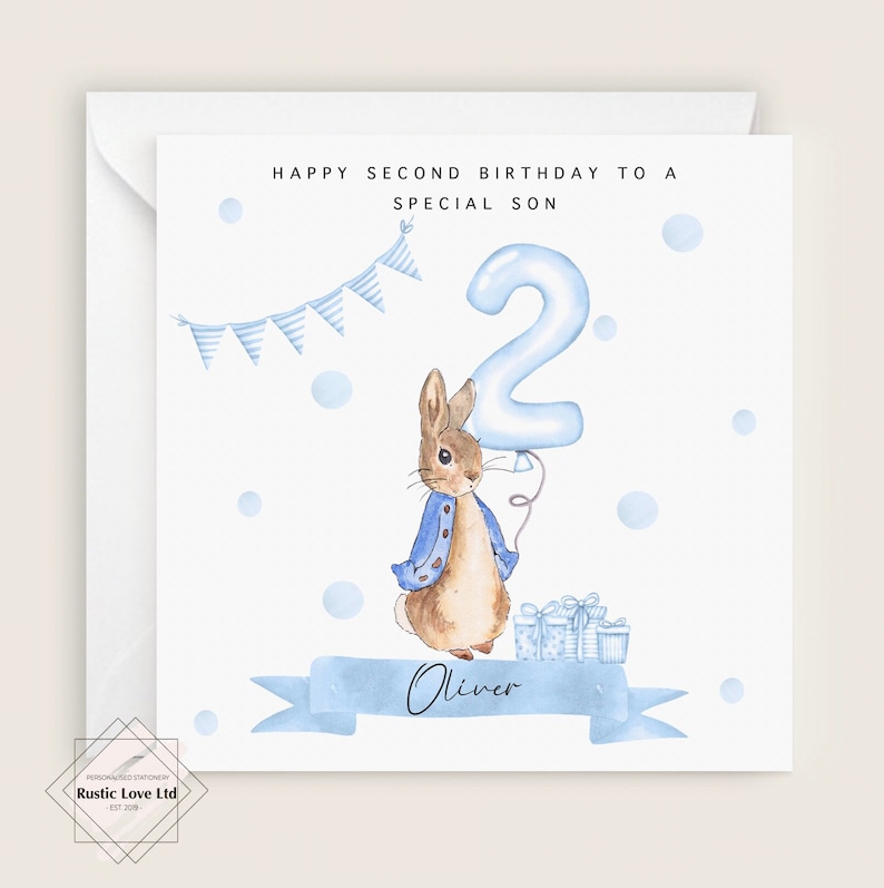 Personalised Peter Rabbit Birthday Card Blue Peter Rabbit - Etsy UK