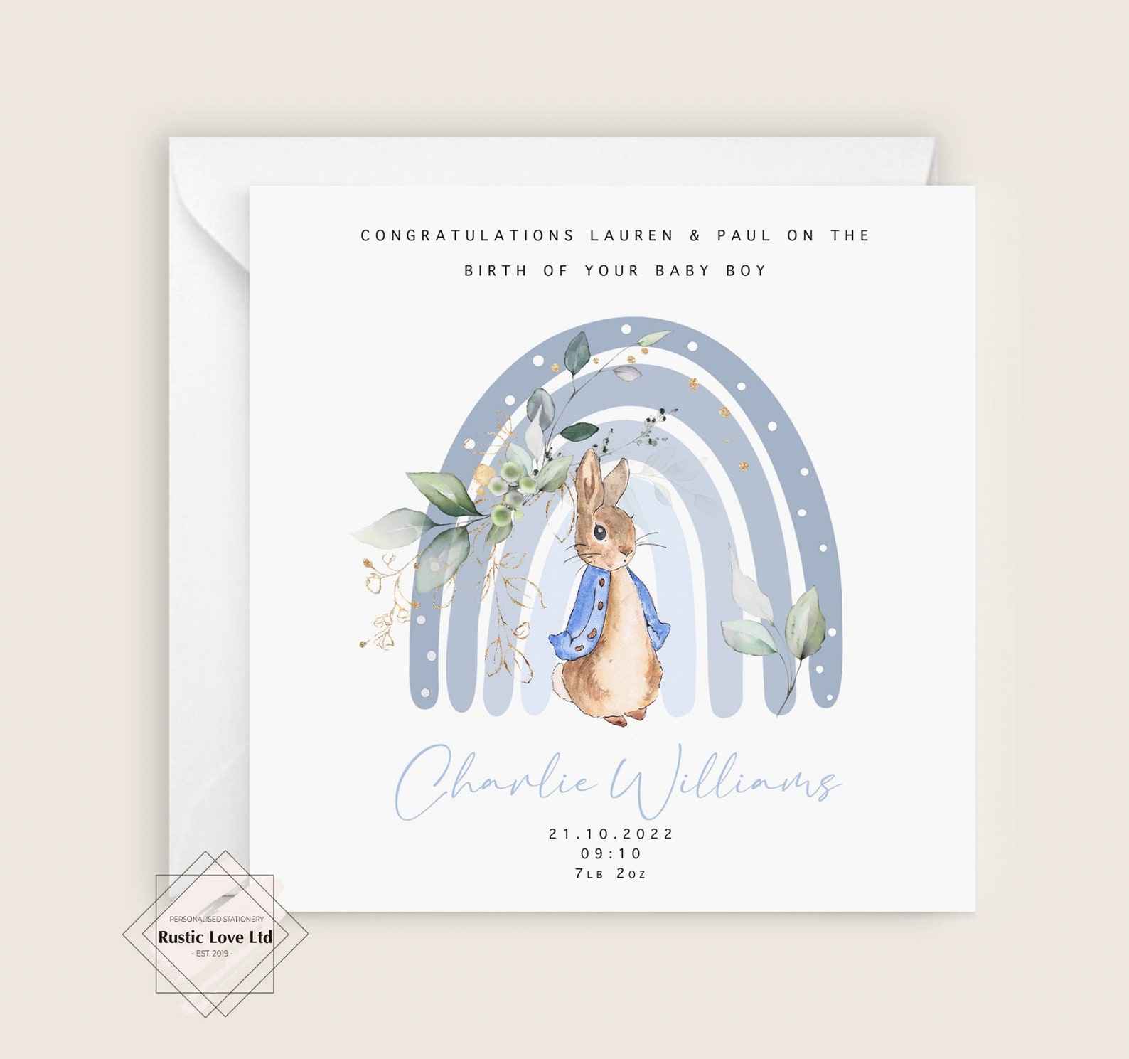 Personalised Peter Rabbit New Baby Card New Baby - Etsy UK