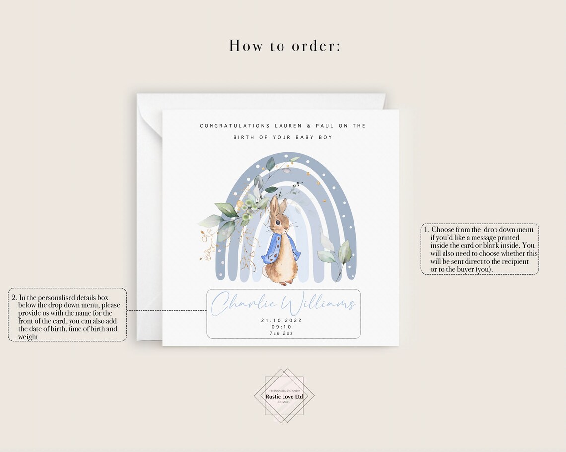 Personalised Peter Rabbit New Baby Card New Baby - Etsy UK