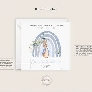 Personalised Peter Rabbit New Baby Card, New Baby, Personalised Card ...