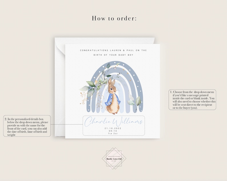 Personalised Peter Rabbit New Baby Card New Baby - Etsy UK