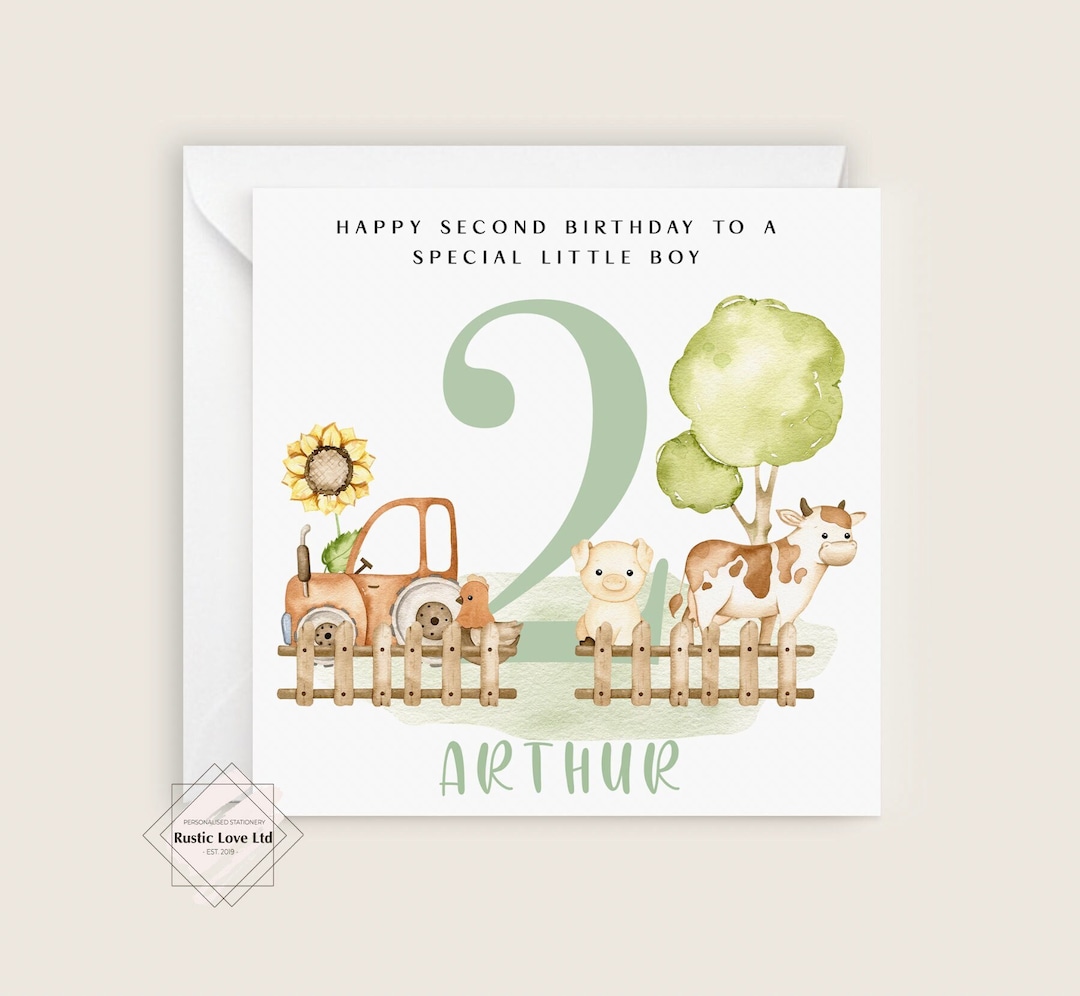 Personalised Farm Animal Birthday Card, Green Farm, Daughter ...