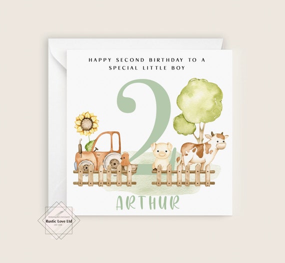 Personalised Farm Animal Birthday Card Green Farm Daughter - Etsy