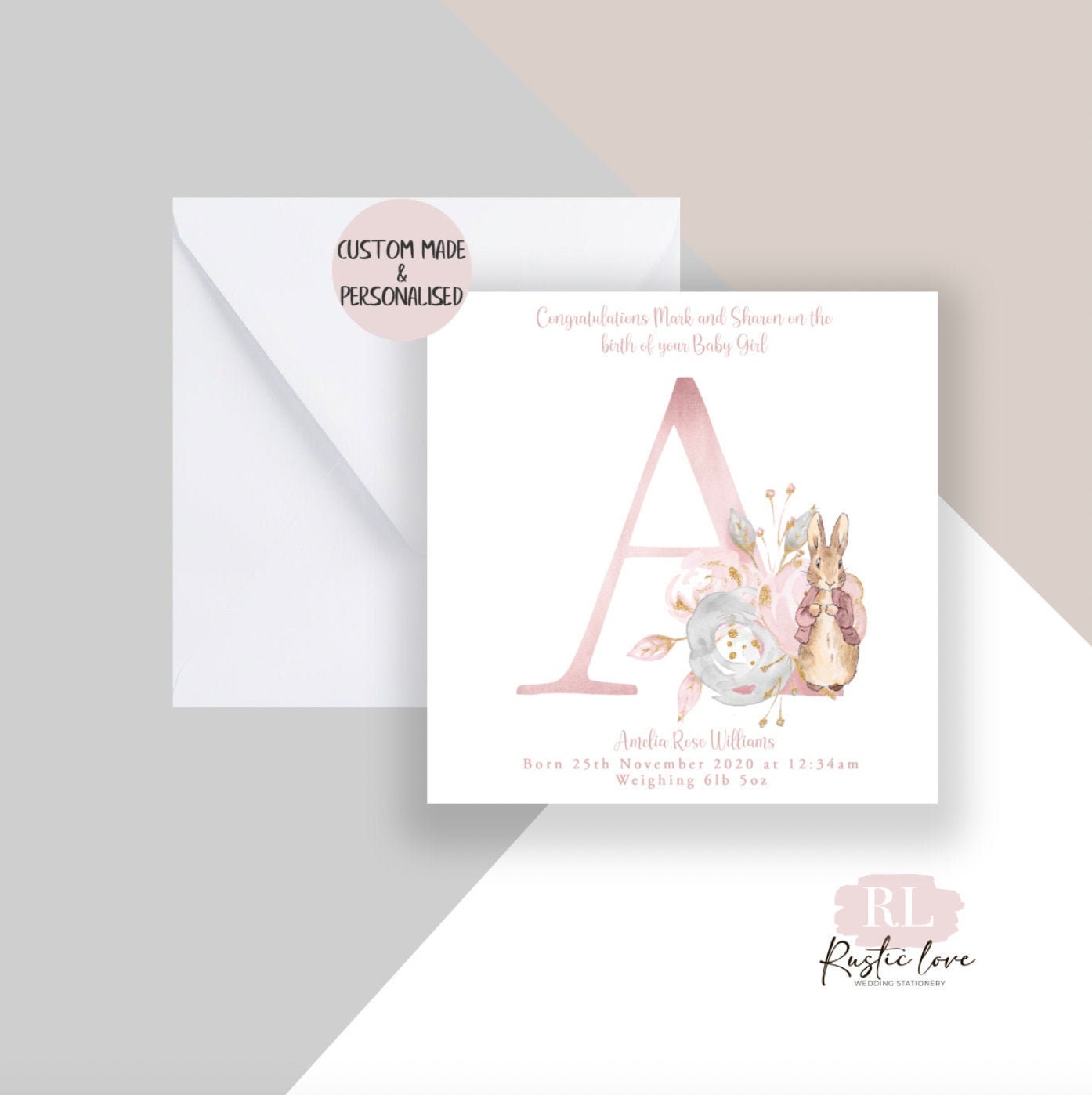 Personalised Peter Rabbit New Baby Card New Baby - Etsy UK