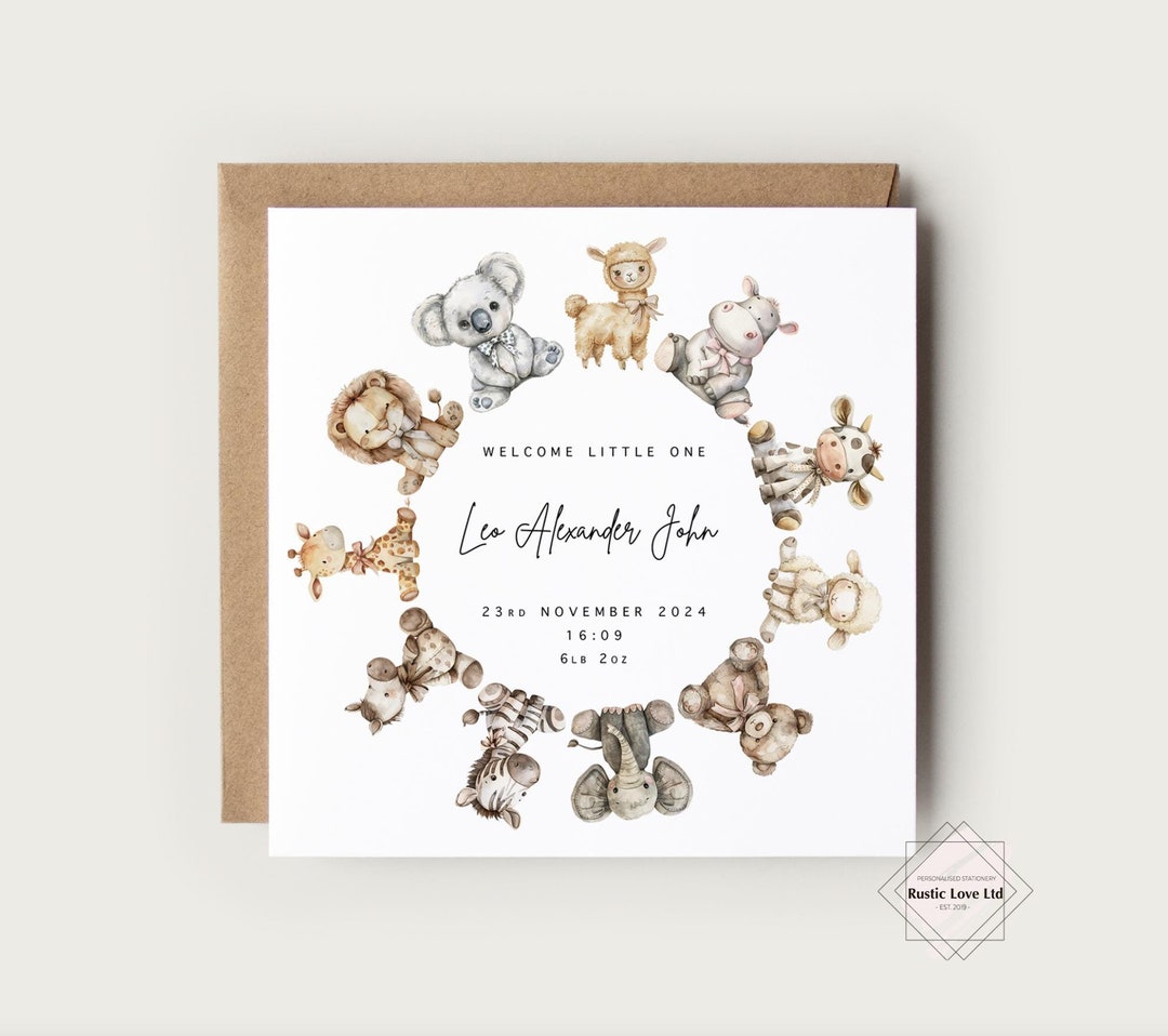 Personalised Safari New Baby Card Safari New Baby Boy Card, New Baby ...