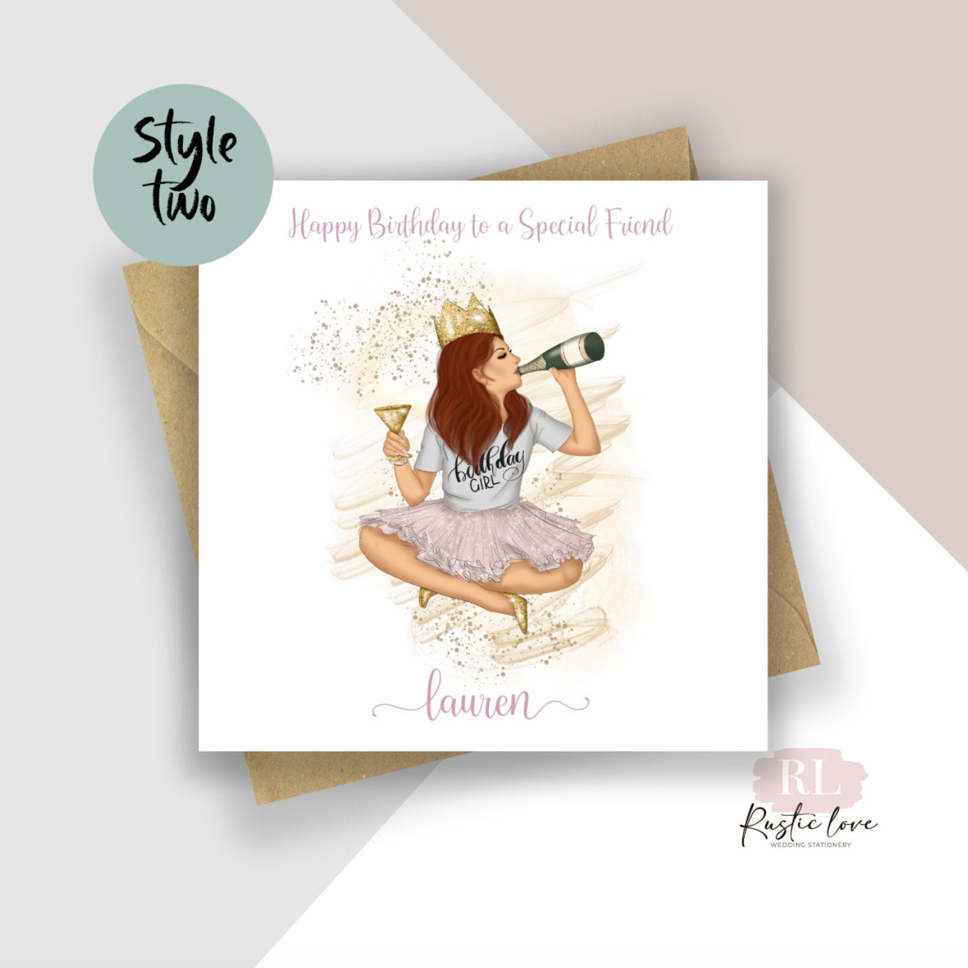 Personalised Birthday Card Monogram Card Girly Birthday - Etsy UK