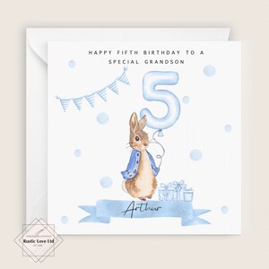 Personalised Peter Rabbit Birthday Card, Blue Peter Rabbit ...