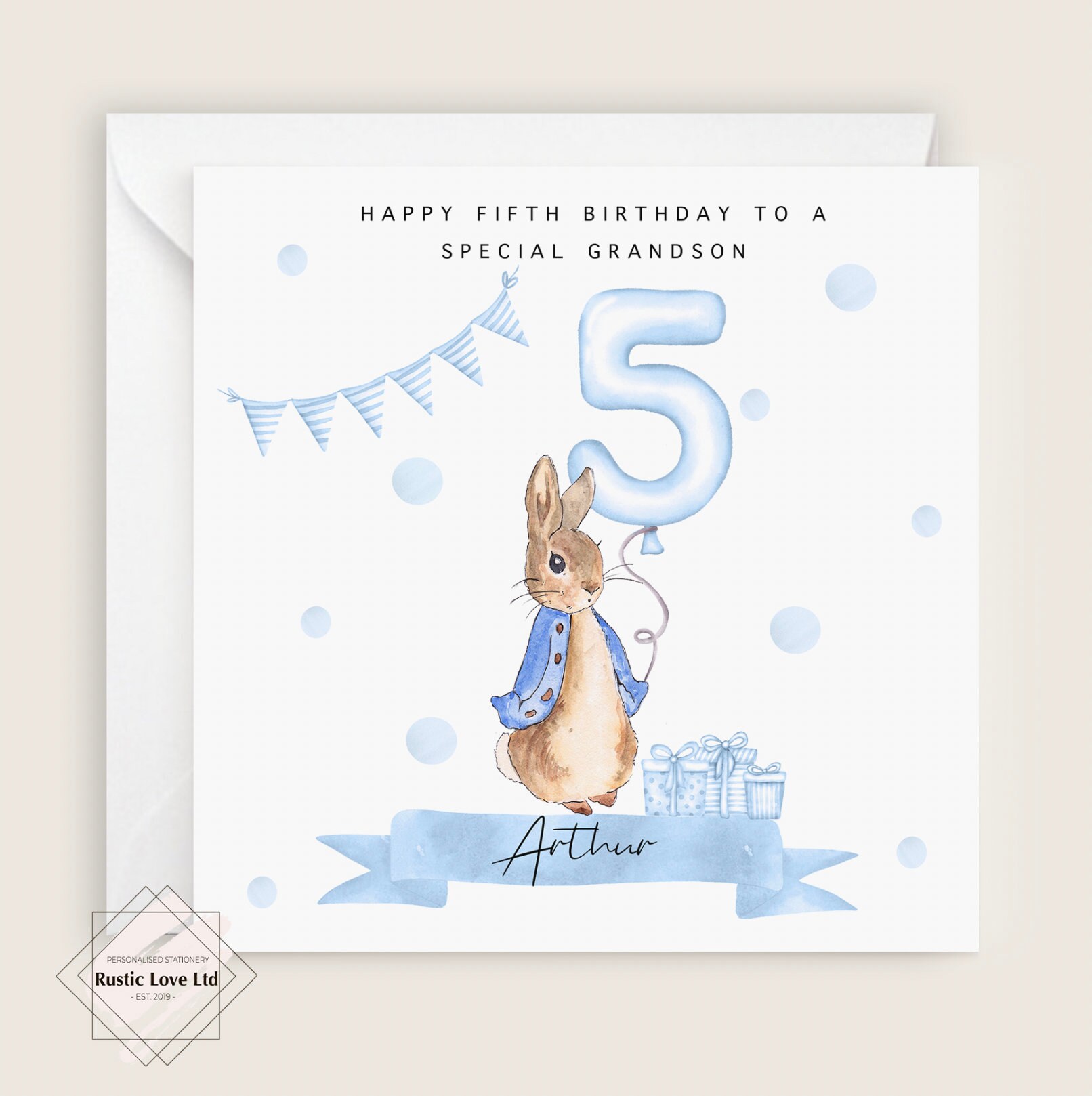 Personalised Peter Rabbit Birthday Card Blue Peter Rabbit - Etsy UK