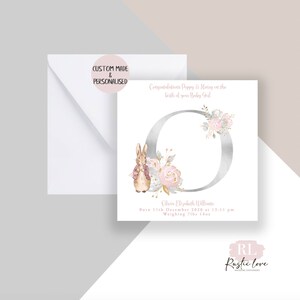 Personalised Peter Rabbit New Baby Card, New Baby, Personalised Card ...