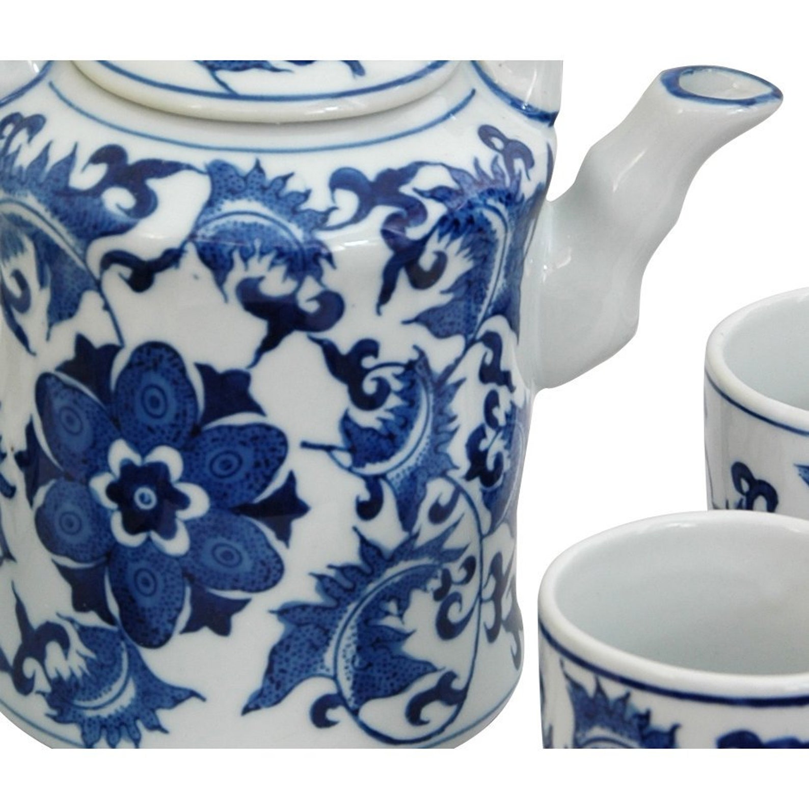 Floral Blue & White Porcelain Tea Set - Etsy