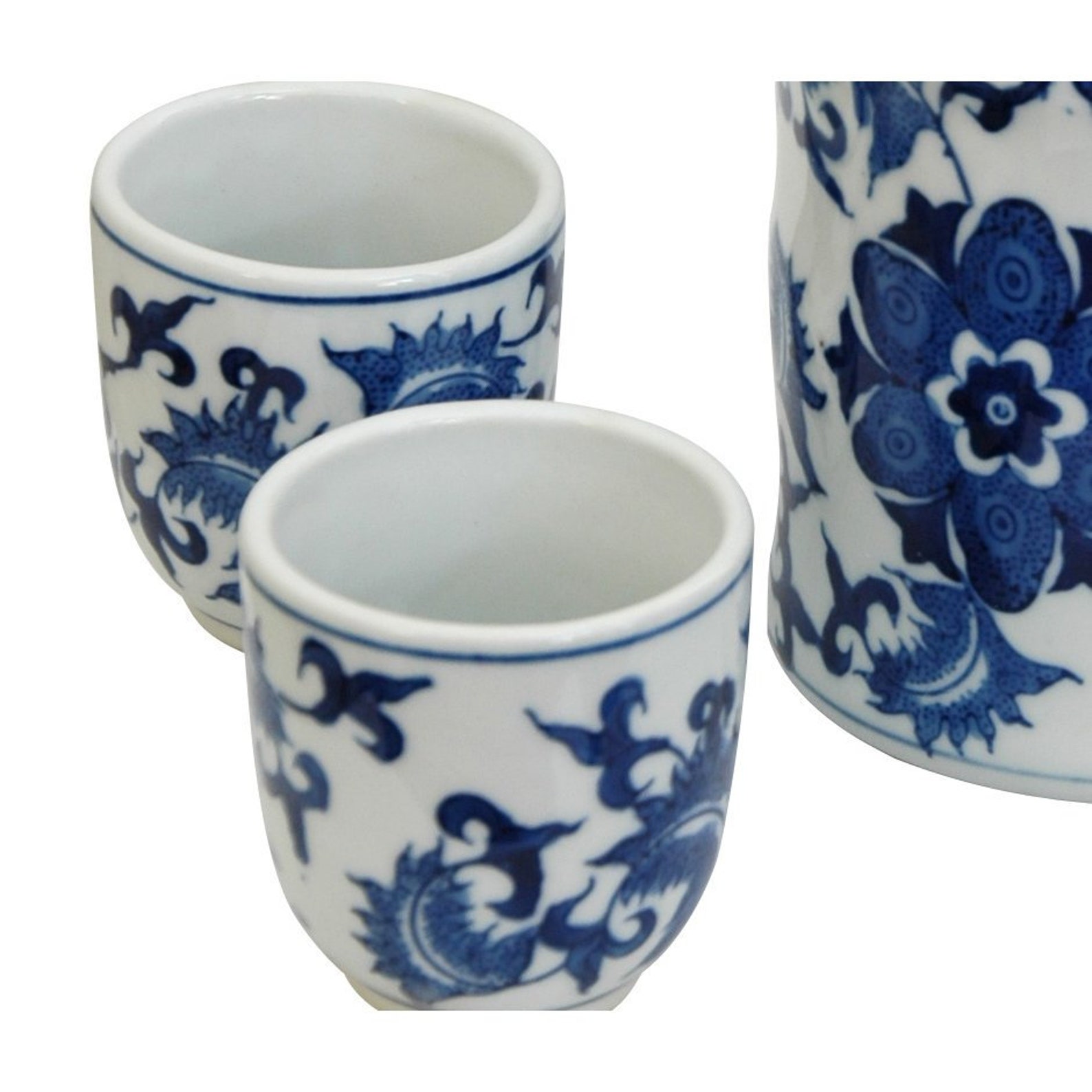 Floral Blue & White Porcelain Tea Set - Etsy