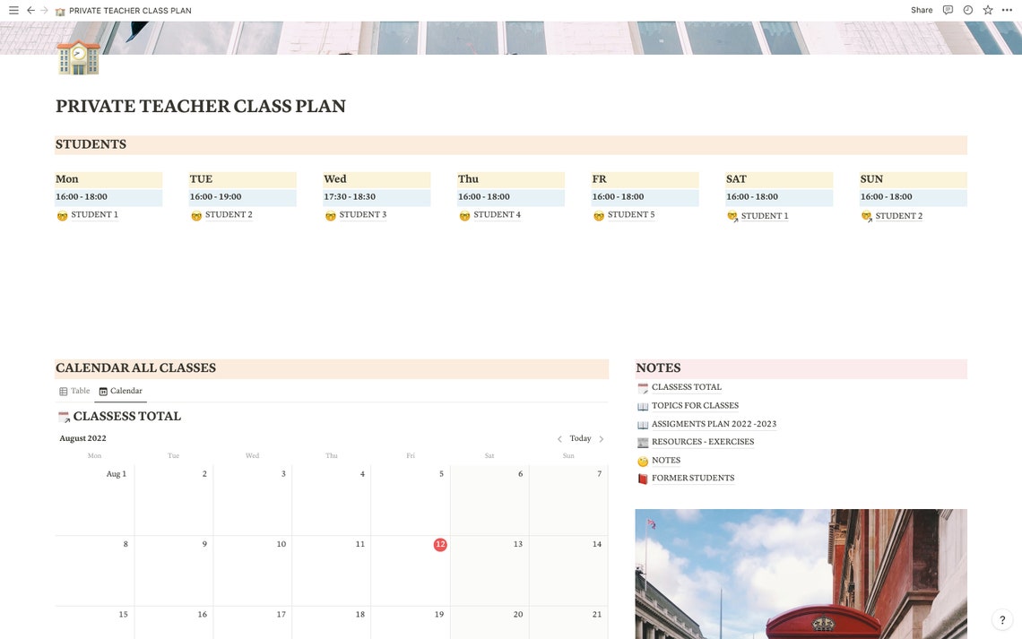 Notion Teacher Template Notion Planner All in One Notion Template ...
