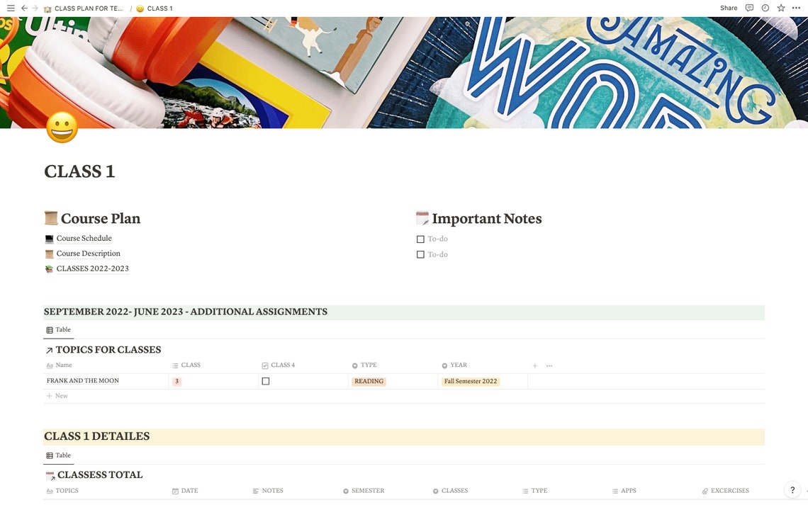 Notion Class Teacher Template Notion Planner for Teachers All in One ...