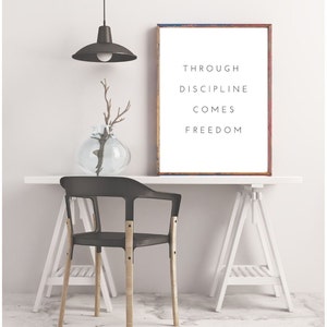 Through Discipline Comes Freedom, Motivation Wall Art, Home Decor Wall ...