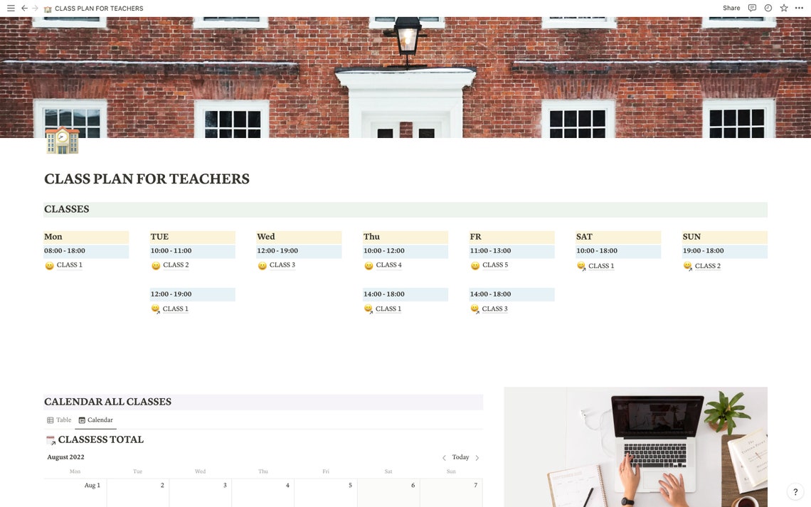 Notion Class Teacher Template Notion Planner for Teachers All in One ...