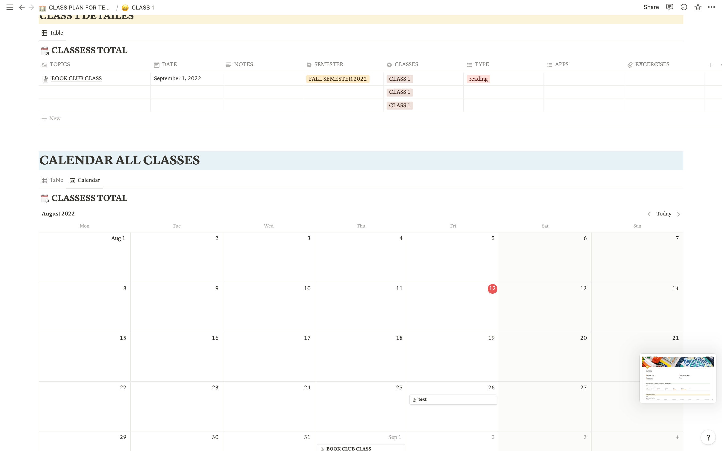 Notion Class Teacher Template Notion Planner for Teachers All in One ...