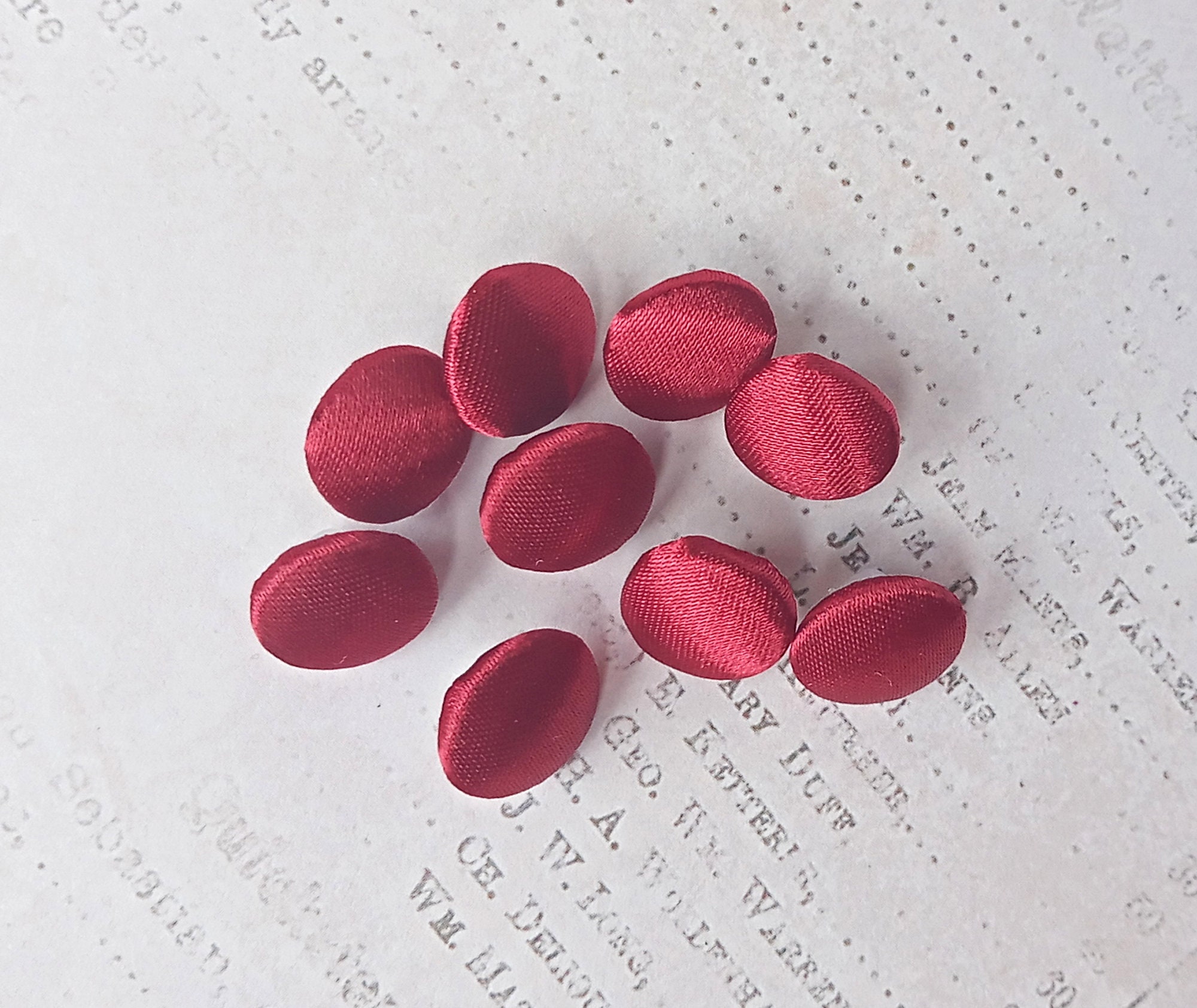 8 Sizes Burgundy Satin Buttons Bridal Wedding Fabric Buttons Fabric ...
