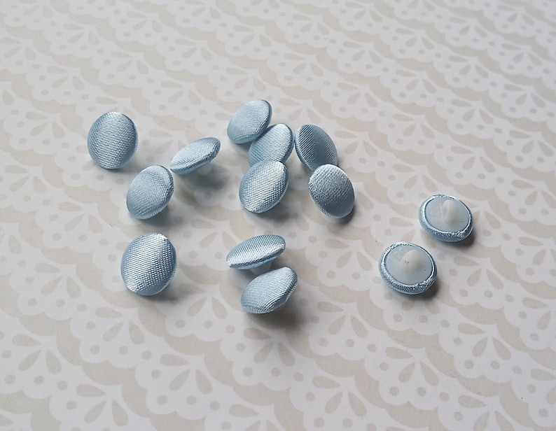 8 Sizes Light Blue Satin Buttons, Bridal Wedding Fabric Buttons, Fabric ...