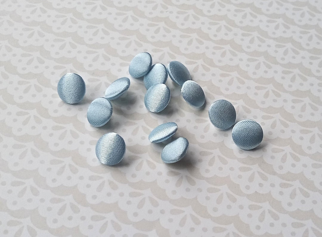 8 Sizes Light Blue Satin Buttons, Bridal Wedding Fabric Buttons, Fabric ...