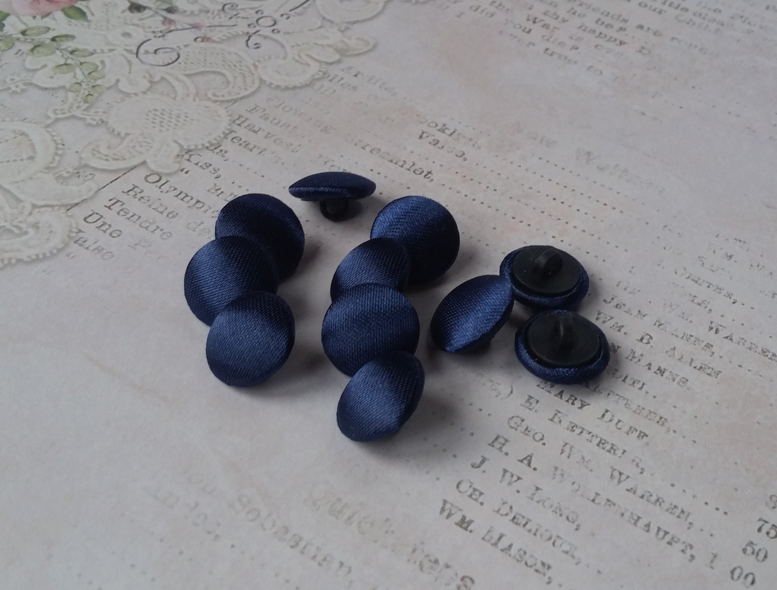 Blue Satin Fabric Buttons: Handmade Bridal Sewing Buttons - Etsy