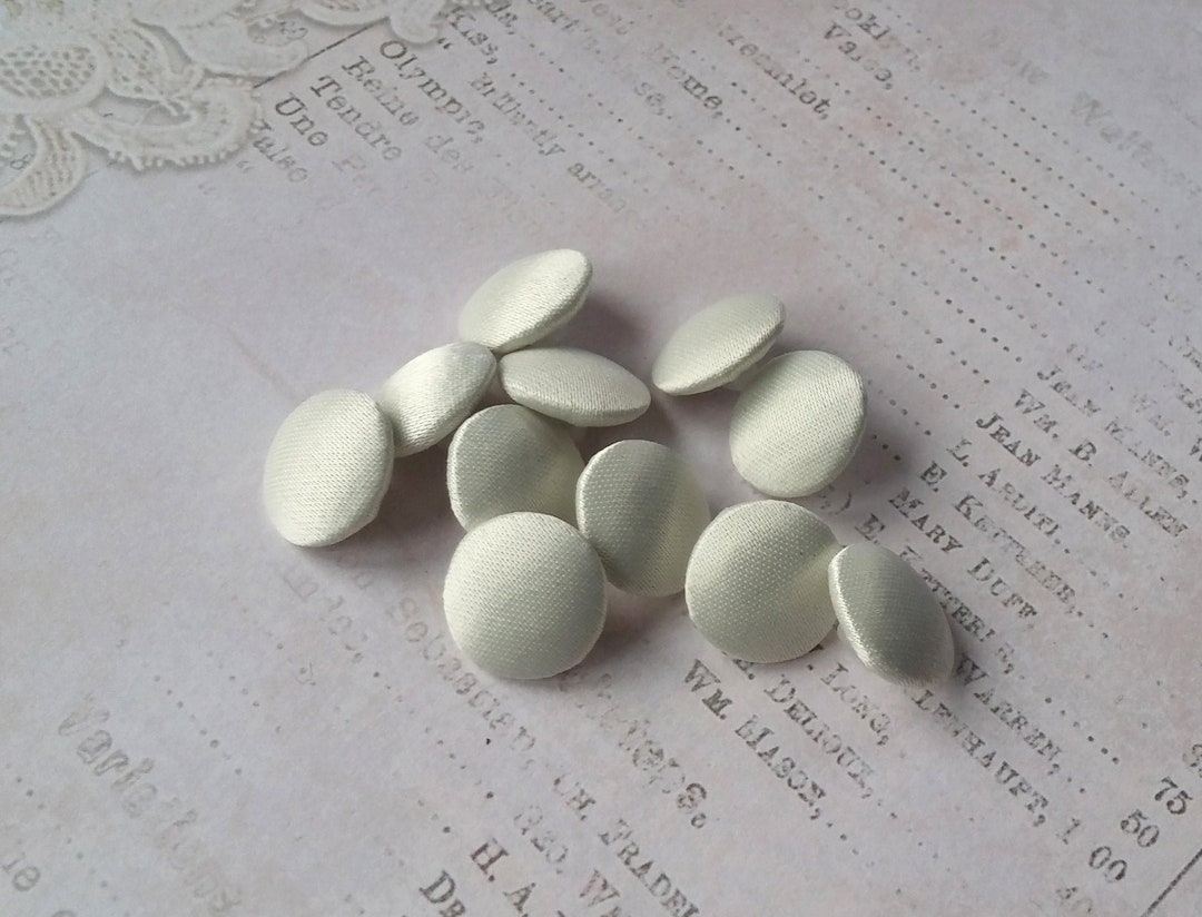 Ivory Satin Fabric Buttons: Handmade Bridal Sewing Buttons - Etsy