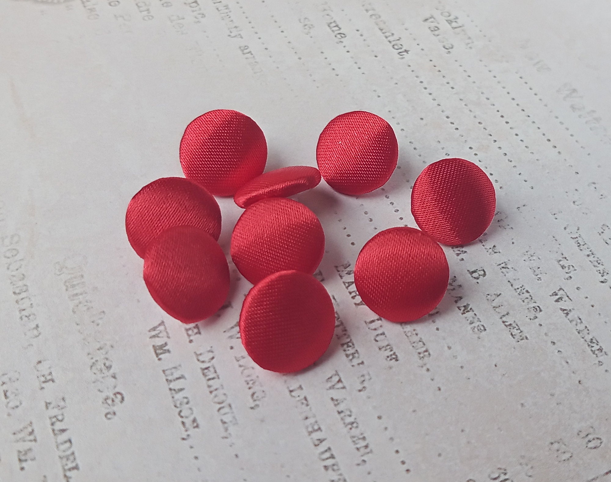 8 Sizes Red Fabric Satin Buttons Bridal Wedding Fabric Buttons Fabric ...