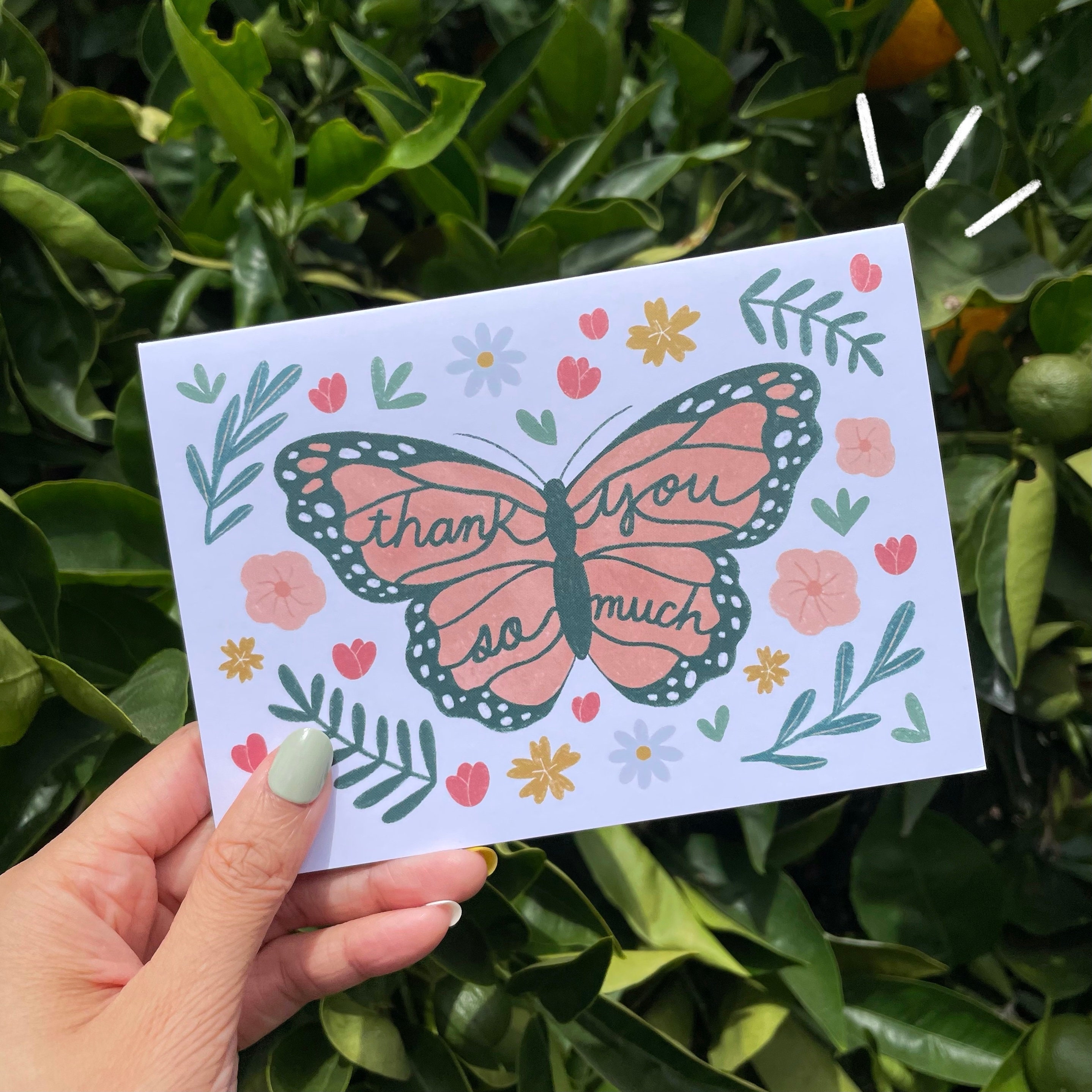 Butterfly Thank You Card - Etsy