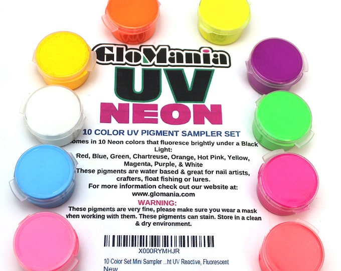 UV Neon Black Light Fluorescent 10 Color Sampler Set ( A Little Goes a ...