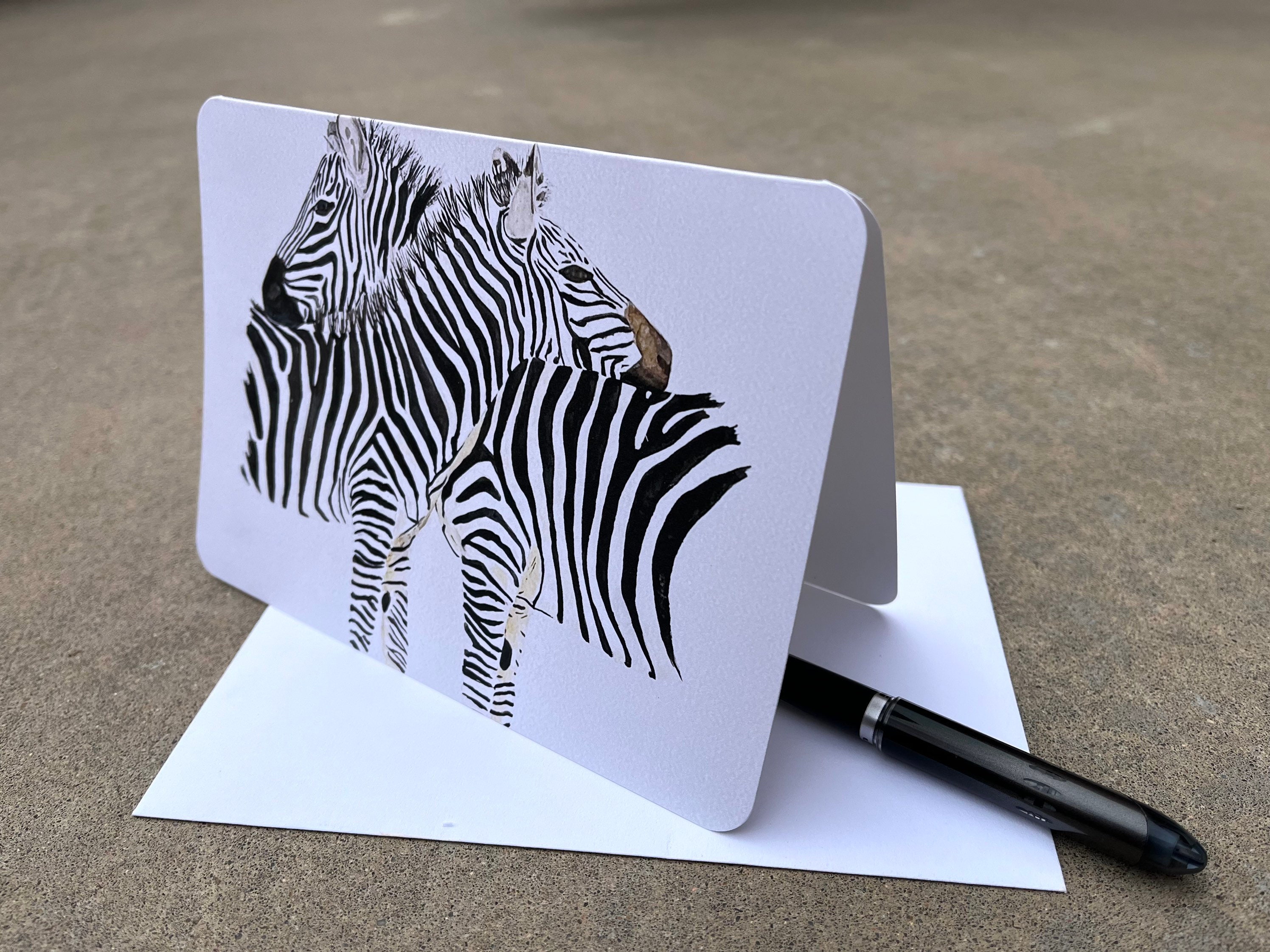 Zebra Blank and Folded Notecards, From Watercolor - Etsy