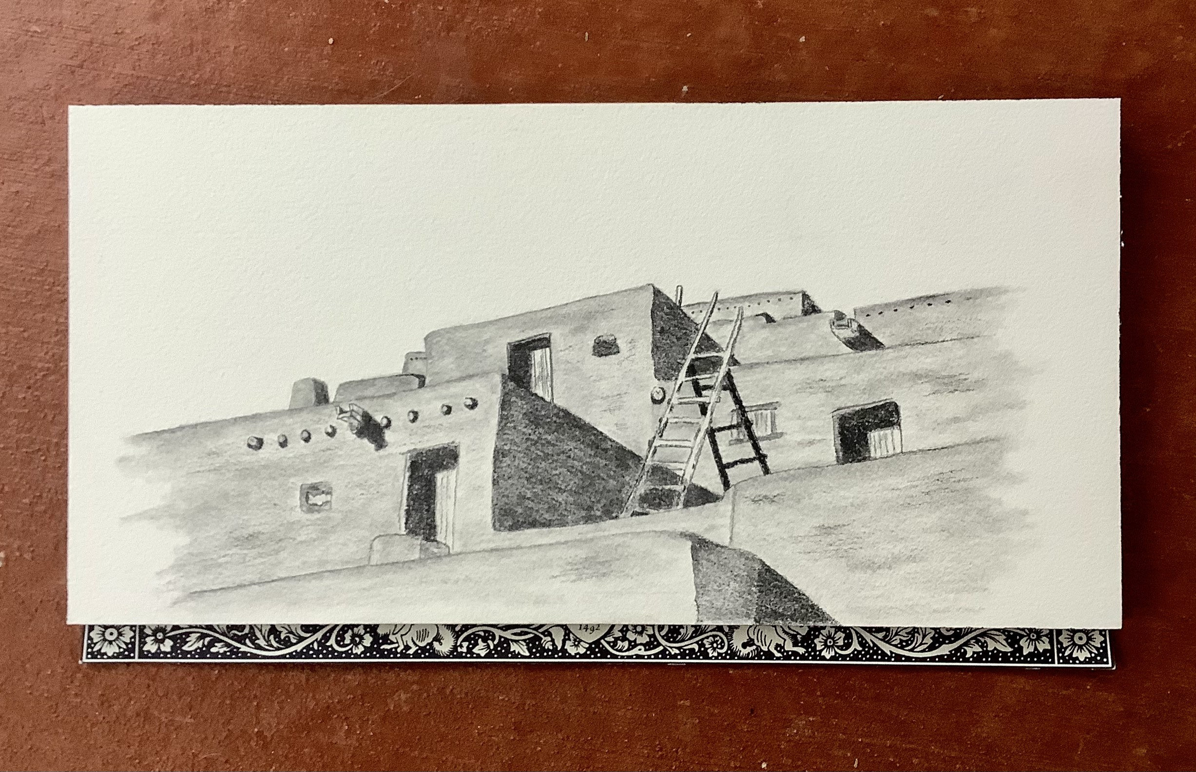 Taos Pueblo, Original Graphite Drawing on Watercolor Paper - Etsy
