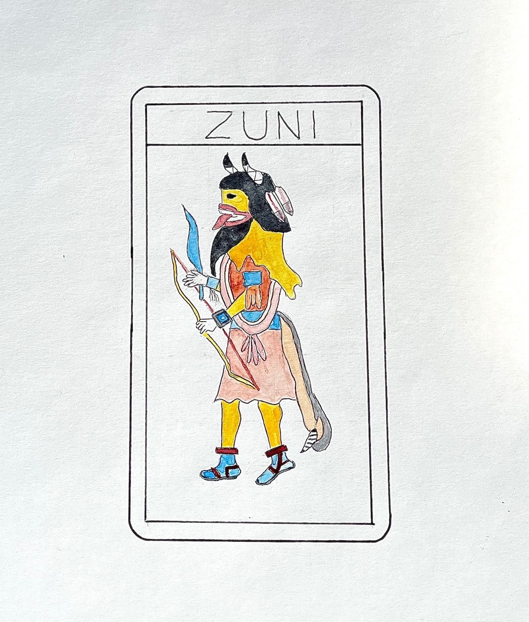 Zuni Warrior, Original Watercolor With Pen - Etsy