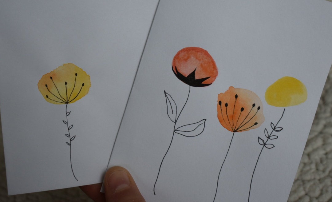Watercolor Flowers Greeting Card - Etsy