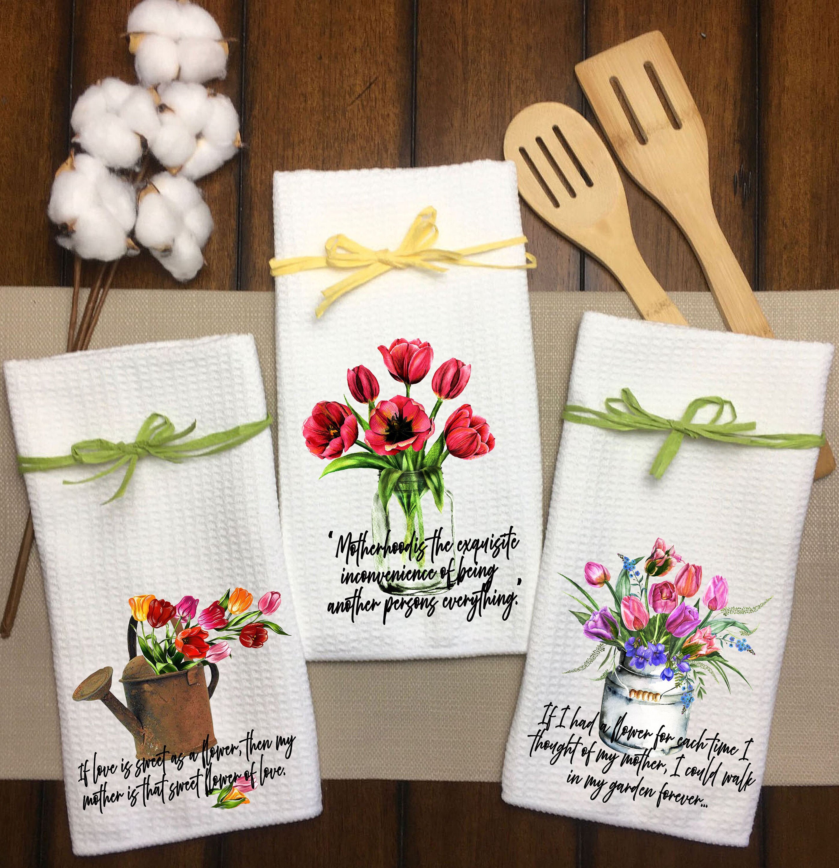 Tulips Kitchen Towels-spring Flower Towels gift for - Etsy